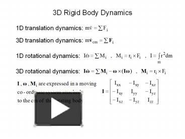 PPT – 3D Rigid Body Dynamics PowerPoint presentation | free to download ...