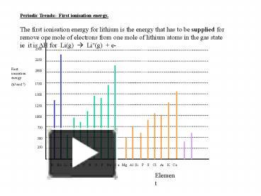 Periodic Trends:- First ionisation energy. presentation | free to view