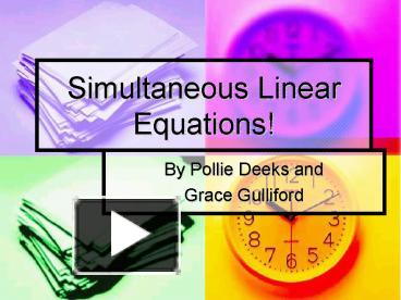 Simultaneous Linear Equations presentation | free to view