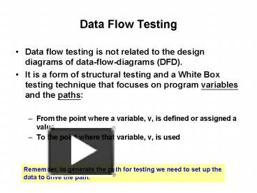 Data Flow Testing presentation | free to view