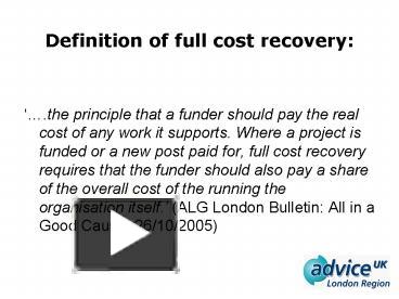 Definition of full cost recovery: presentation | free to view