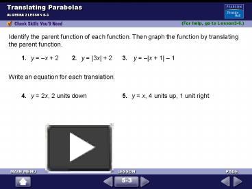 PPT – Translating Parabolas PowerPoint presentation | free to view - id ...
