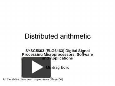 PPT – Distributed arithmetic PowerPoint presentation | free to download ...