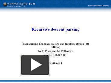 PPT – Recursive descent parsing PowerPoint presentation | free to ...