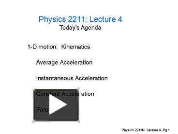 PPT – 1D motion: Kinematics PowerPoint presentation | free to view - id ...