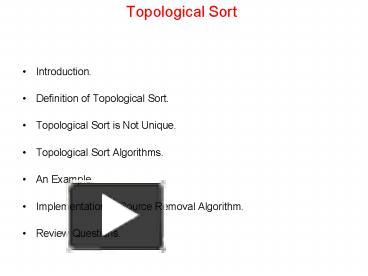 Topological Sort presentation | free to download