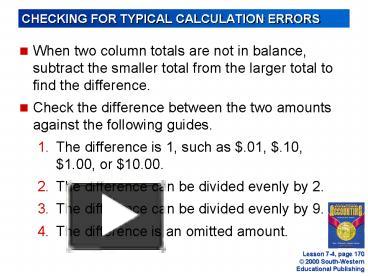 CHECKING FOR TYPICAL CALCULATION ERRORS presentation | free to view