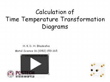 PPT – Calculation of Time Temperature Transformation Diagrams ...