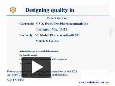PPT – Designing quality in PowerPoint presentation | free to view - id ...