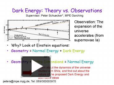 PPT – Dark Energy: Theory vs' Observations PowerPoint presentation ...