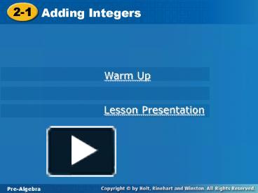 Adding Integers presentation | free to view