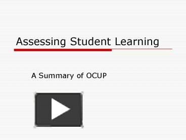 Assessing Student Learning presentation | free to view