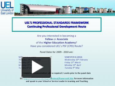 PPT – UEL PowerPoint presentation | free to view - id: 277215-MGZiN