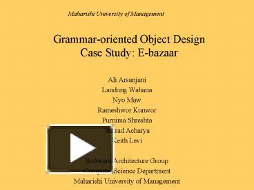 PPT – Grammaroriented Object Design Case Study: Ebazaar PowerPoint ...