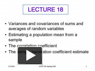 PPT – Variances and covariances of sums and averages of random ...