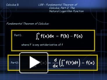 PPT – Calculus BL98 Fundamental Theorem of PowerPoint presentation ...