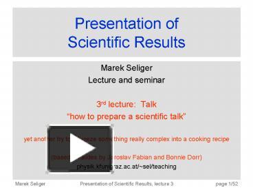 Presentation of Scientific Results presentation | free to view