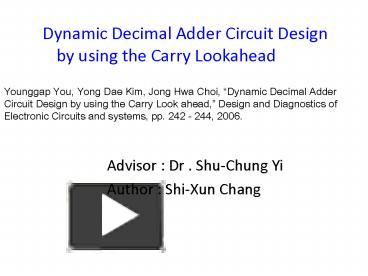 PPT – Dynamic Decimal Adder Circuit Design by using the Carry Lookahead ...