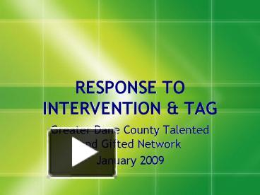 PPT – RESPONSE TO INTERVENTION PowerPoint presentation | free to view ...