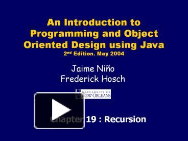 PPT – Chapter 19 : Recursion PowerPoint presentation | free to download ...