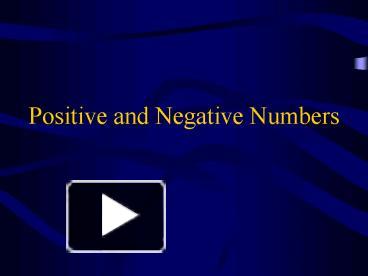 Positive and Negative Numbers presentation | free to view