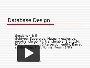PPT – Database Design PowerPoint presentation | free to view - id ...