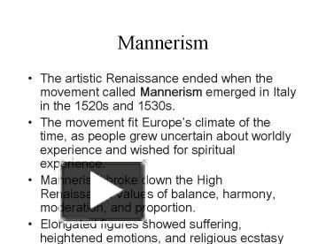 Mannerism presentation | free to view