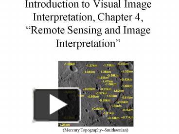 Introduction to Visual Image Interpretation, Chapter 4, Remote Sensing ...