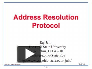 Address Resolution Protocol presentation | free to view