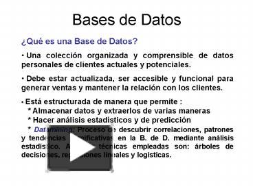Bases de Datos presentation | free to view