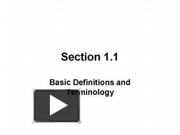 Basic Definitions and Terminology presentation | free to view