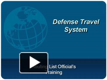 Defense Travel System presentation | free to view