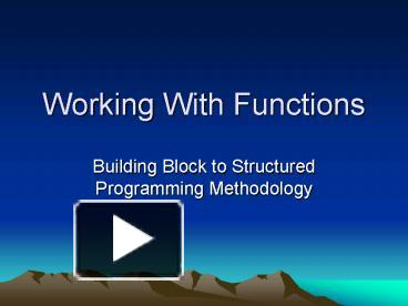 PPT – Working With Functions PowerPoint presentation | free to view ...