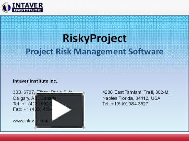 PPT – RiskyProject Project Risk Management Software PowerPoint ...