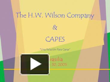 The H'W' Wilson Company presentation | free to view