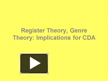 Register Theory, Genre Theory: Implications for CDA presentation | free ...