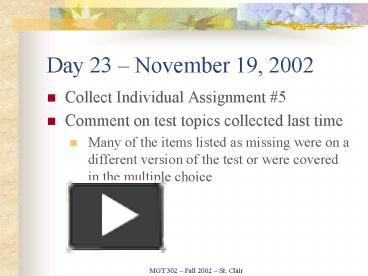 PPT – Day 23 November 19, 2002 PowerPoint presentation | free to view ...