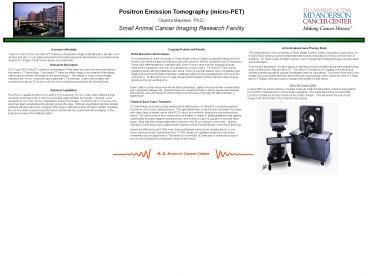 PPT – Positron Emission Tomography (micro-PET) PowerPoint presentation ...