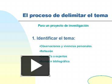 El proceso de delimitar el tema presentation | free to view