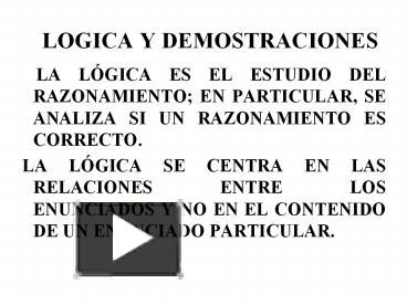 PPT – LOGICA%20Y%20DEMOSTRACIONES PowerPoint presentation | free to ...