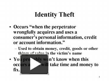 Identity Theft presentation | free to view