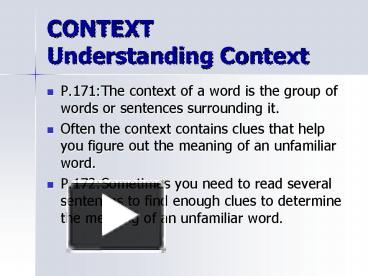 PPT – CONTEXT Understanding Context PowerPoint presentation | free to ...