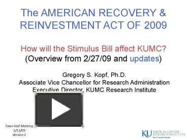PPT – The AMERICAN RECOVERY PowerPoint presentation | free to view - id ...