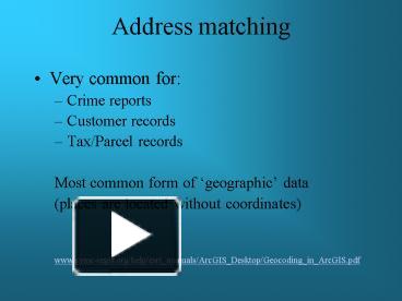 Address matching presentation | free to view