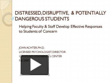 PPT – DISTRESSED, DISRUPTIVE, PowerPoint presentation | free to view ...