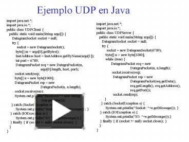 Ejemplo UDP en Java presentation | free to download