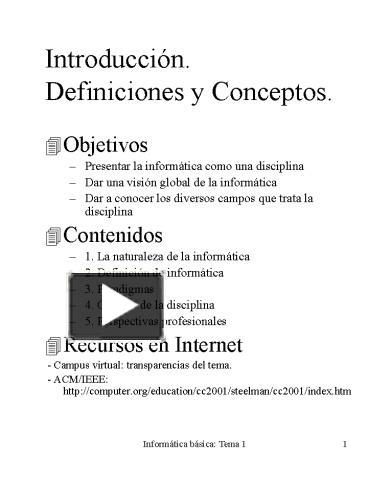 Introduccin' Definiciones y Conceptos' presentation | free to view