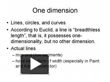 PPT – One dimension PowerPoint presentation | free to view - id: 293f4 ...