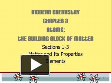 Modern Chemistry Chapter 3 Atoms: the building block of matter ...