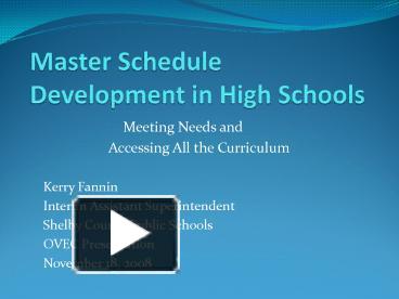 PPT – Master Schedule Development in High Schools PowerPoint ...